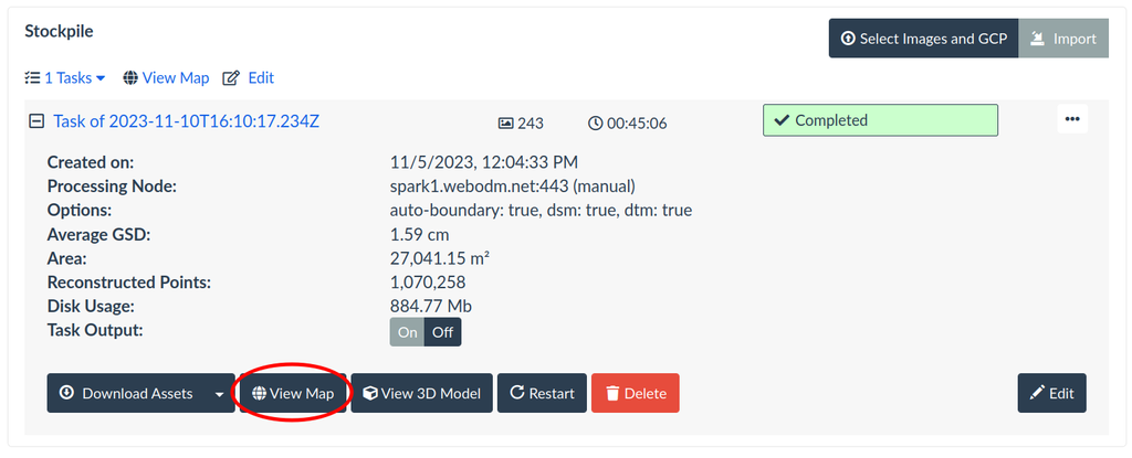 Calculate Volumes | WebODM Lightning