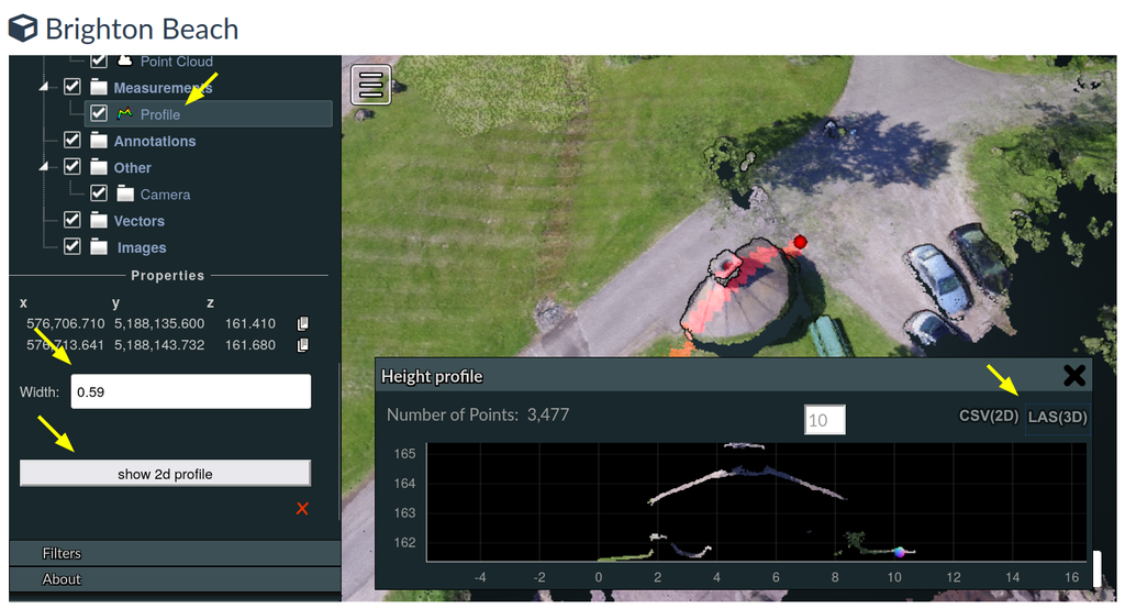 Generate Elevation Profiles | WebODM Lightning