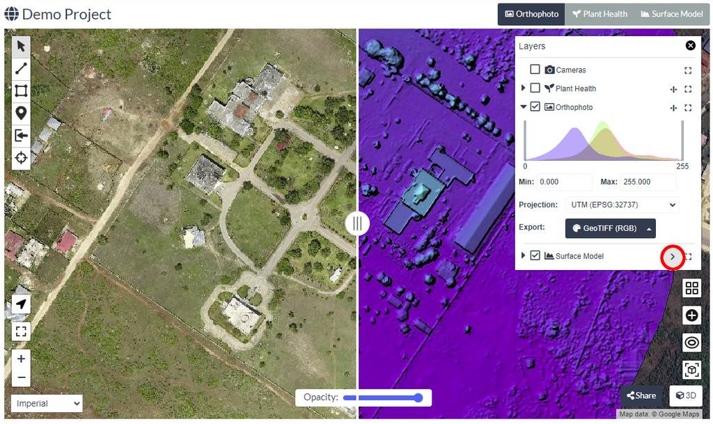 Swipe Compare Layers | WebODM Lightning
