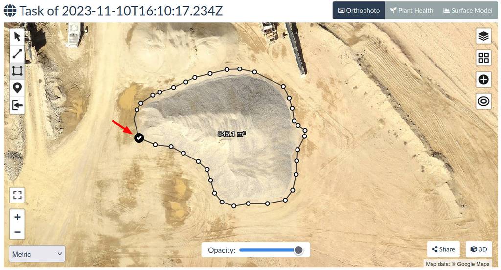 Calculate Volumes | WebODM Lightning